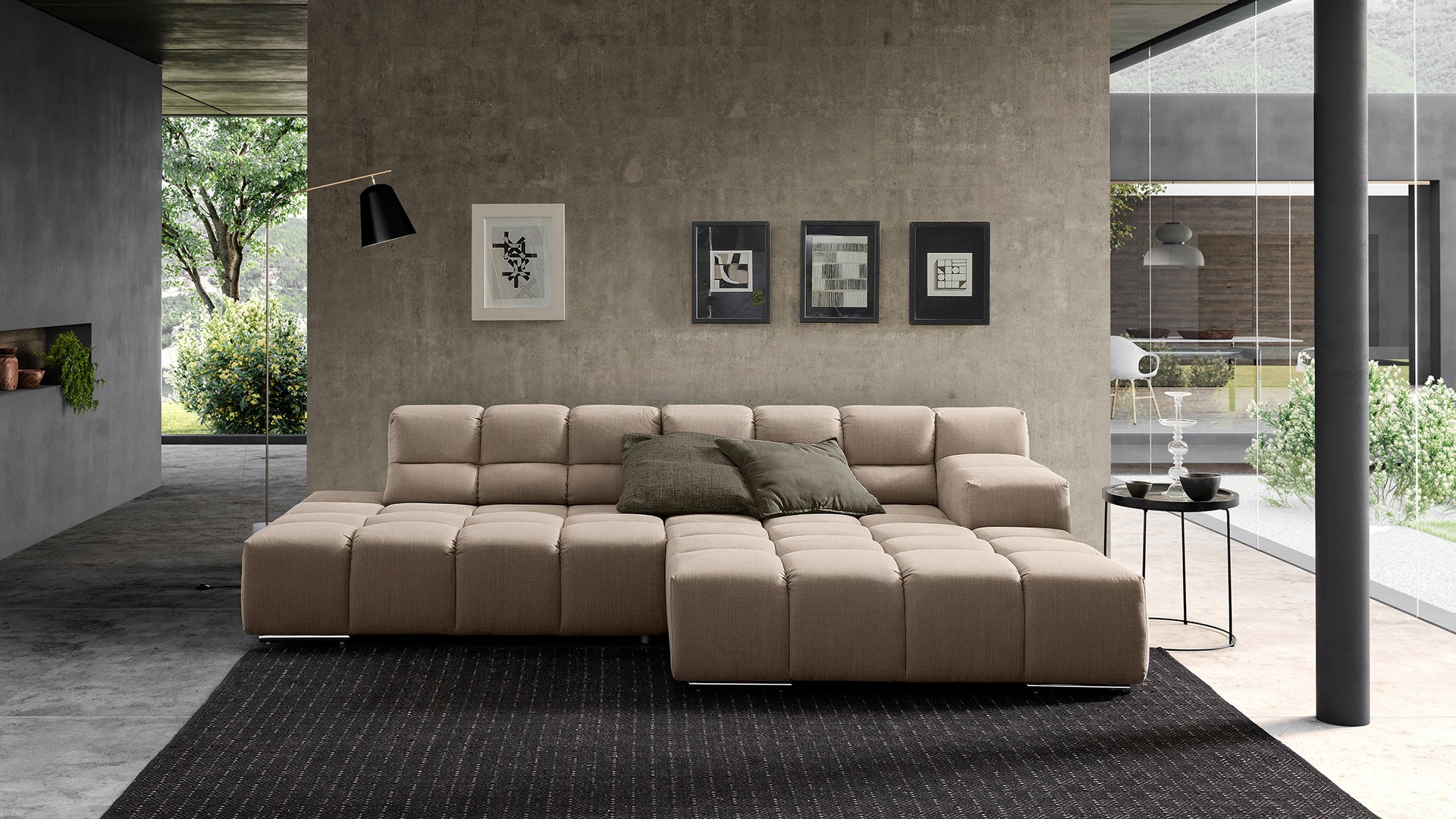 Canapé modulable 3 places TEMPLE | avec profondeur d'assise réglable