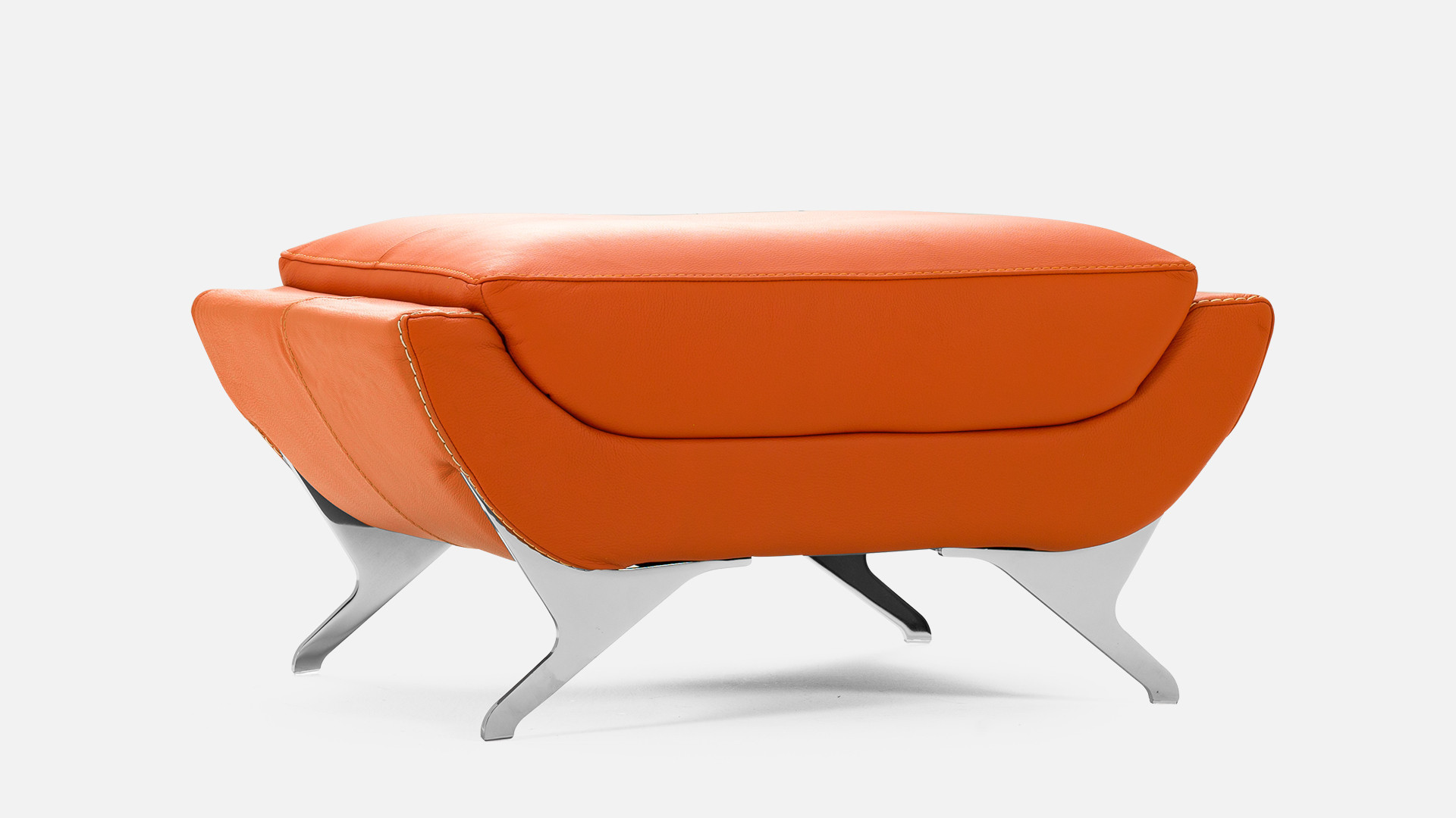 Pouf en cuir design contemporain, bois et acier, Cuba