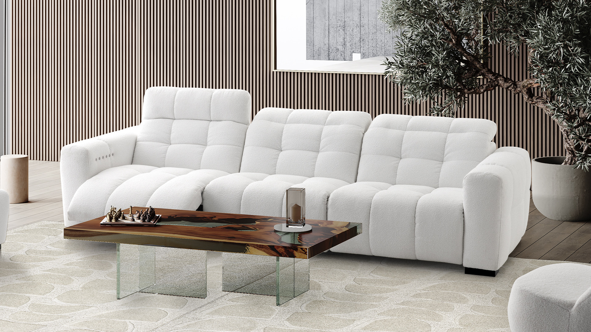 Canapé relaxation électrique maxi tissu BEACH | 100% modulable